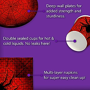 Spiderweb Birthday Party Supplies Set Plates Napkins Cups Tableware Kit for 16