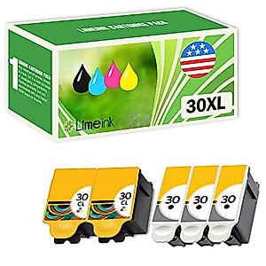 Limeink© 5 Pack Remanufactured 30XL Ink Cartridges (3 Black, 2 Color) Use Replacement for ESP: 3.2, C110, C310, C315, Office 2150, Office 2170, Hero 3.1 Hero 5.1 Series Printers 1550532 1341080