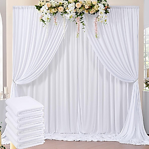 30ft x 10ft Wrinkle Free White Backdrop Curtain for Parties, Thick Fabric Photo Backdrop Drapes 6 Panels 5x10ft for Wedding Birthday Party Photography Background Baby Shower