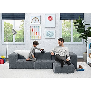 Delta Children Cozee 4-Piece Customizable Sectional Sofa Set, Grey