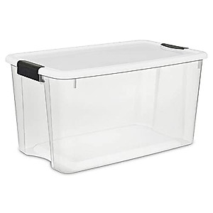 Sterilite 116 Quart Clear Ultra Multipurpose Storage Tote, 4 Pack, and 70 Quart Clear Ultra Multipurpose Storage Tote, 4 Pack for Home Organization