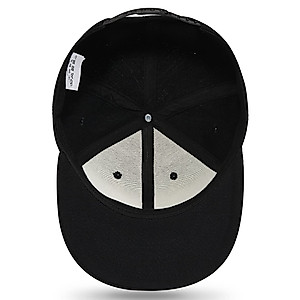 Quanhaigou Men's Black Snapback,Big Teeth Adjustable Baseball Hat 3D Embroidery Cartoon Caps