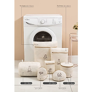 GIGIFULL 7 Pack White Mesh Laundry Bags for Delicates - Anti-Deformation Reusable Laundry Bags for Overcoat, Bra, Stocking, Blouses And Hosiery (7 pcs)