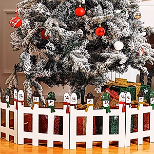 Christmas Wooden Picket Fence Wood Christmas Tree Fence Decoration Snowman Flexible Mini Fence Indoor Garden Decoration Fence for Holiday Office Home Wedding Party Decor (Classic Style, 4 Pieces)