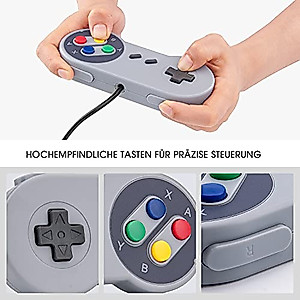 Rii Game Controller, SNES Retro USB Controller, Classic Gamepad Joystick, PC Super Classic Joypad Gamestick for PC, Raspberry Pi, Windows MAC Liunx, Android GP100 (Grey, 2 Pack)