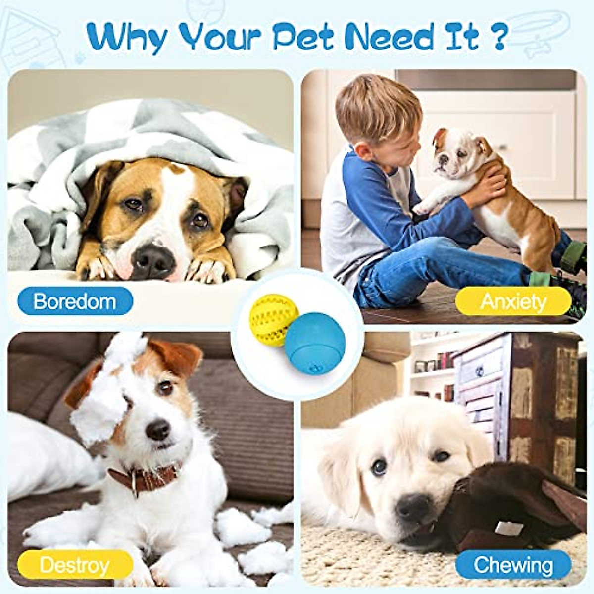 HIPPIH Dog Puzzle Toys 2 Pack, Interactive Dog Toys for Large Dogs & Small Dogs, Puppy Toys for Treat Dispensing, Durable Dog Balls for Teeth Cleaning/IQ Training, Dog Enrichment Toys for Chewing