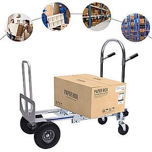 Folding Hand Truck, 700lbs Aluminum Convertible Cart 3 in1 Stair Climber Dolly Foldable Utility Dolly Rubber Wheels Silver