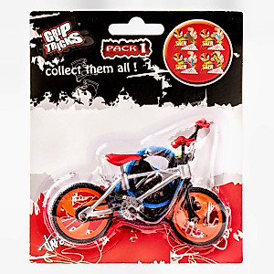 Grip and Tricks - Orange Finger BMX Freestyle with 2 Extra Toy Bike Wheels and 1 Finger Bikes Tool - Pack 1 Finger Toy for 6+ Years Old Kid