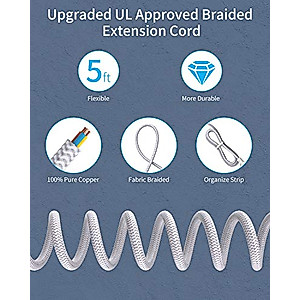 15ft Braided Power Strip Surge Protector with USB Ports, NTONPOWER Flat Plug Power Strip with Long Extension Cord, 4 Outlet 4 USB Desktop Charging Station, 1700 Joule, Circuit Breaker, for Home Office