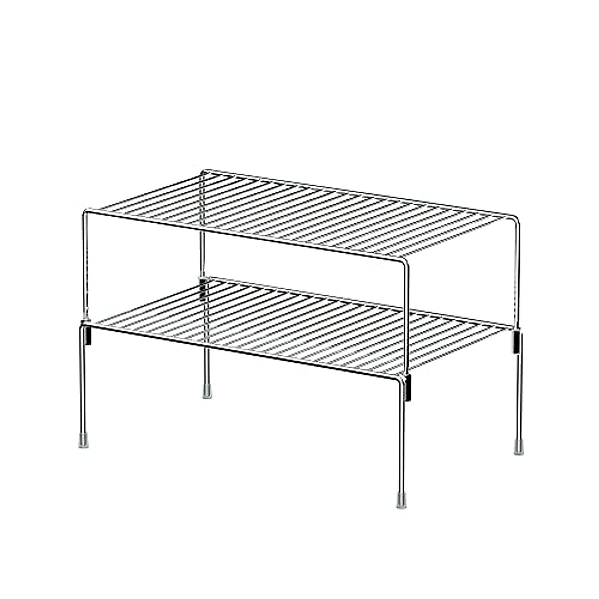 Redrubbit 2 Pack Large (15.9 x 9. 4 Inch) Stackable Cabinet Storage Shelf Rack, Rustproof Kitchen Counter and Cabinet Shelf, Storage Rack Organizer for Kitchen, Fridge, Cabinet, Bathroom, Chrome