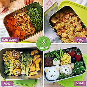 TAVVA Stainless Steel Food Containers with Lids 23 oz - Stainless Steel Lunch Container - Premium Metal Snack Container, Leakproof Lunch Box with Silicone Lids, Reusable Sandwich Container