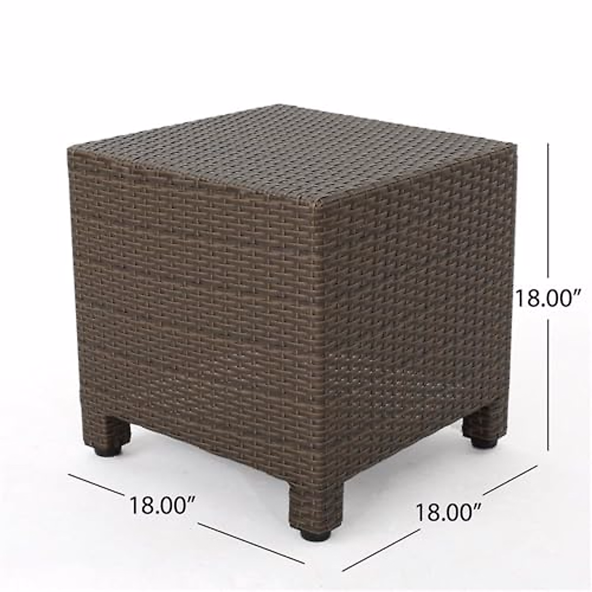 Noble House Puerta Outdoor Wicker Side Table in Light Brown