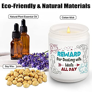 Gag Gifts for Colleagues Coworkers, Lavender Scented Candle Gifts for Roommates, Funny Birthday Gifts, Friendship Gifts for Women Her Mom Friend Sister BFF, Reward for Dealing with Idiots All Day
