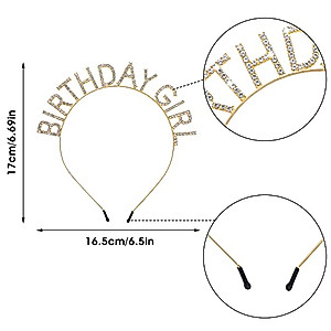 WLLHYF Birthday Crowns Girl Headband Birthday Sash Bling Rhinestone Hair Band Princess Tiara Sweet Happy Birthday Accessories for Women Girls Party Valentine's Day Festival Decorations