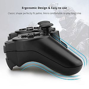 JINHOABF Wireless Controller for PS3 Controller,Built-in Dual Vibration Gamepad Compatible for Playstation 3,with Charger Cable (Blue and Red)