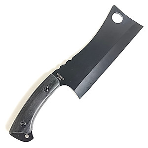 12" Fixed Blade Hunting Cleaver Knife I 7.5 inch Blade I Natural Wood Handle I Outdoor & Sport I Camping I Hunting I Nylon Sheath I (Black/Black)