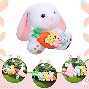 Easter Bunny Stuffed Animals with 3 Bunnies in a Carrot Rabbit Decor 10 Inches Easter Rabbit Plush Soft Cute Bunny Plush Toys Desktop Decoration for Boys and Girls Holiday Birthday Gift(Bunny)