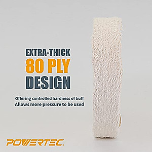 POWERTEC BF601C Bench Buffer Polisher with 2 Extra Buffing Wheels, 6 Inch Buffing & Polishing Bench Grinder Machine for Metal, Jelwelry, Knives, Wood, Jade and Plastic,Blue/Black