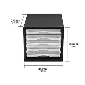 Flat File Cabinet, 5-Layer Plastic Locker, Data Drawer File Cabinet for Home Office Color: Black