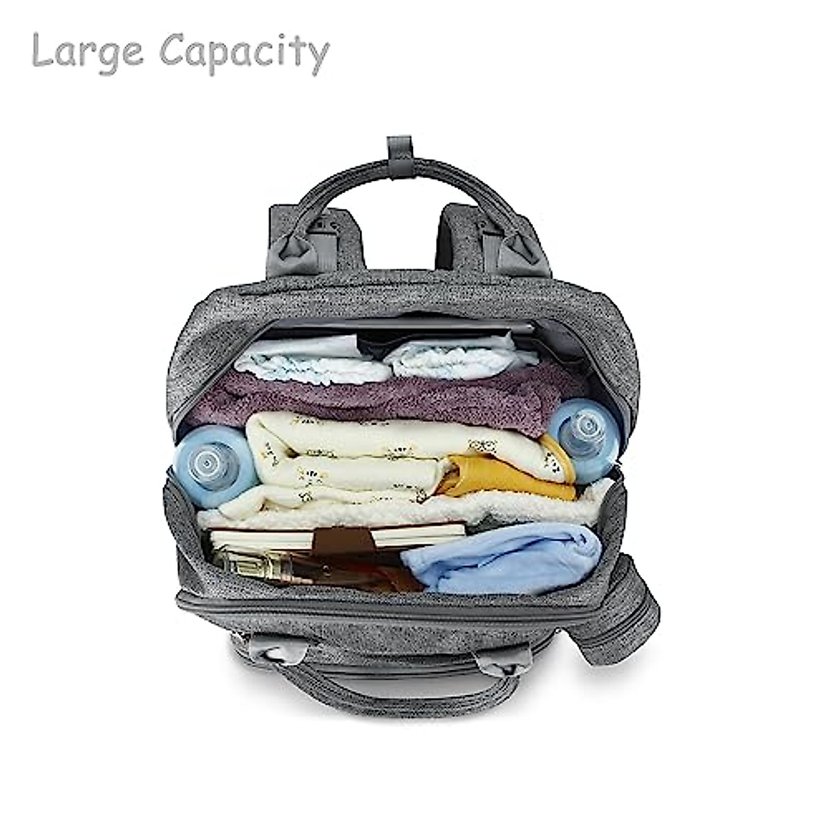 PandaEar Diaper Bag Backpack - Large Baby Diaper Bags with Pacifier Case - Waterproof Unisex Newborn Travel Backpack -Grey
