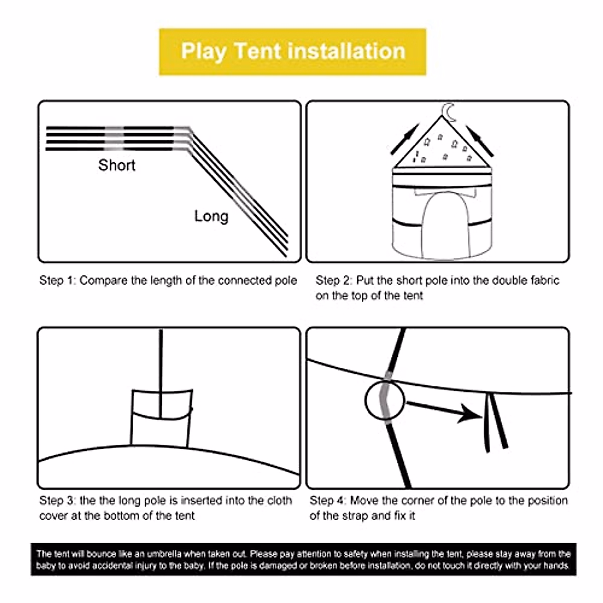 Kids Play Tent 3 Pieces, Pop Up Play Tents with Crawl Tunnel & Ball Pit with Basketball for Kids, Boys, Girls, Babies and Toddlers, Indoor/Outdoor Playhouse, Best Gift for 18 Months-8 Year Old, Pink