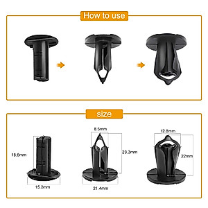 GOOACC 40PCS Nylon Bumper Fastener Rivet Clips 8mm for GM 21030249 Ford N807389S & Chrysler 6503598 Automotive Assembly Expansion Screws Kit