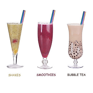 ALINK 6 Silicone Smoothie Straws + 4 12MM Stainless Steel Boba Tea Straws