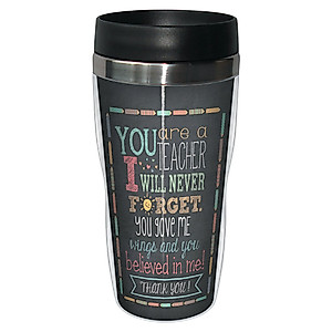 Tree-Free Greetings Jo Moulton Teacher Thanks Travel Mug, Stainless Lined Coffee Tumbler, 16-Ounce - Gift for Teacher Appreciation Week Day