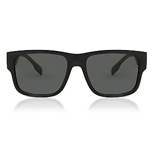 BURBERRY BE 4358 346487 Matte Black Injected Square Sunglasses Dark Grey Solid Color Lens