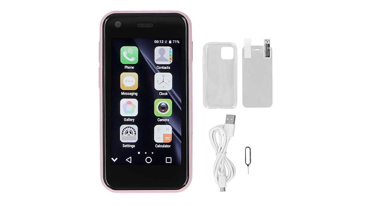 Compact Mini Smartphone with Dual Cameras - Sakura Pink