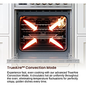 RANGAIRE RRE241TS 24" Electric Range with 4 Burners, 3.0 cu. Ft. Capacity, Freestanding Slide-in AirFry, Convection Oven, Easy Reach Racks, Soft Close Door, Clock and Timer, Stainless Steel