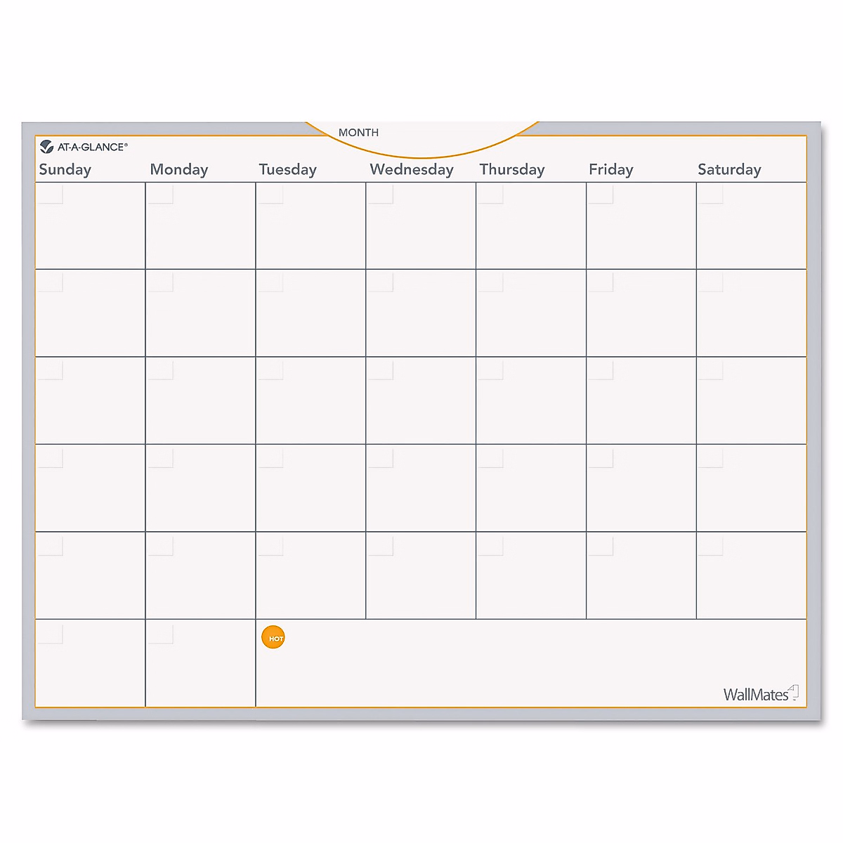 AT-A-GLANCE AW502028 WallMates Self-Adhesive Dry Erase Monthly Planning Surface, 24 x 18