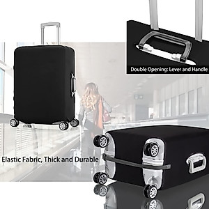 GANNEPIE Travel Luggage Cover Black Printed with Pocket Suitcase Cover Fits 26-28 Inch
