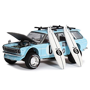True Scale Miniatures Model Car Compatible with Datsun 510 Wagon Kaido GT Surf Safari RS Winter Holiday Edition1/64 Diecast Model Car Kaido House KHMG092, Blue