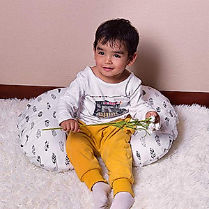 ALVABABY Nursing Pillow Cover Slipcover 2 Pack,100% Organic Cotton,Soft and Comfortable,Feathers Design,Maternity Breastfeeding Newborn Infant Feeding Cushion Cover,Baby Gift 2UBZT01