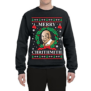 Wild Bobby Merry Chrithmith Ugly Christmas Sweater Unisex Crewneck Graphic Sweatshirt, Black, Large