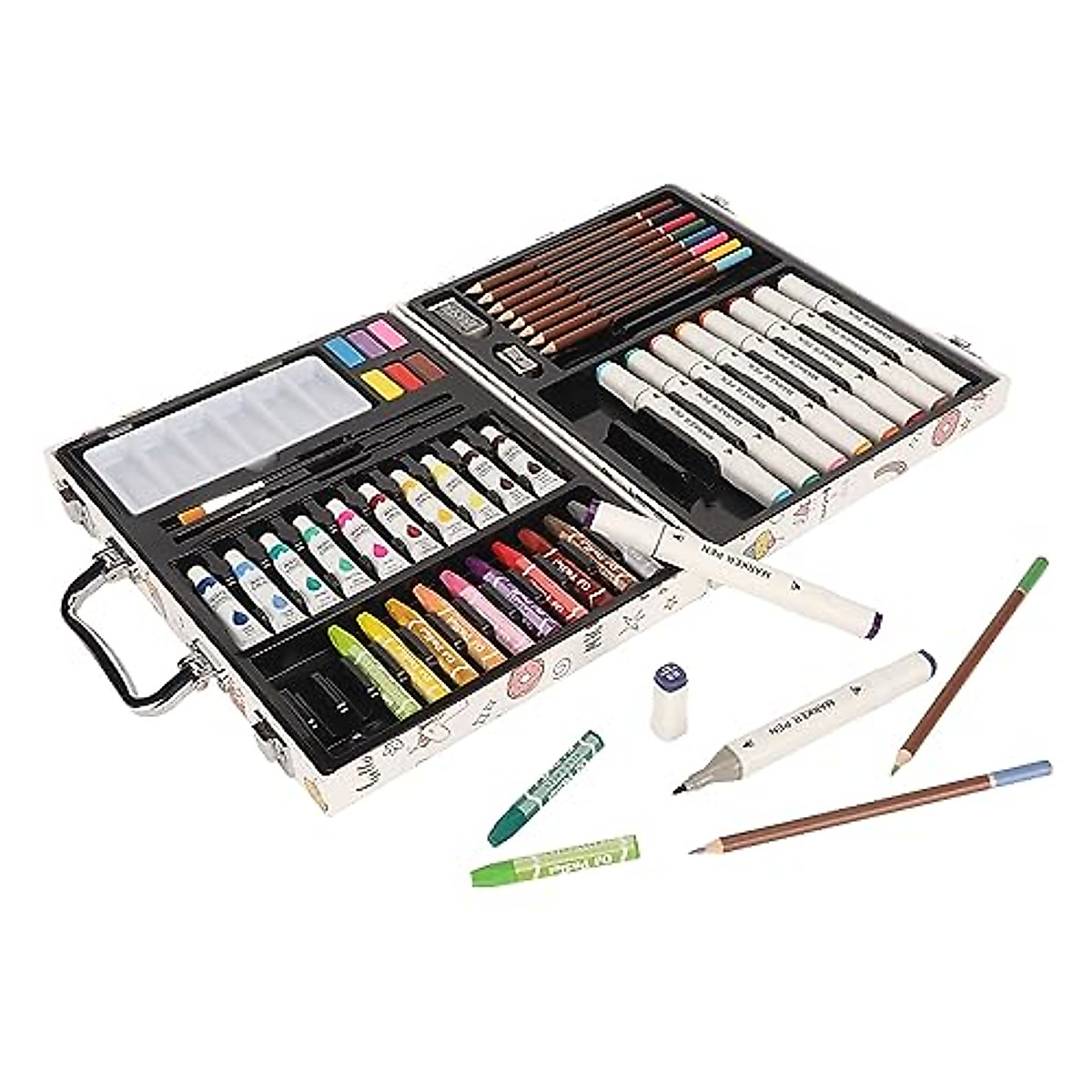 Marker Crayon Kit Arts and Crafts Supplies Coloring Art Kit Gift Case Markers Crayon Colour Pencils, 53pcs Art Set for Budding Artists Kids Teens Boys Girls CrayonsDrawing &