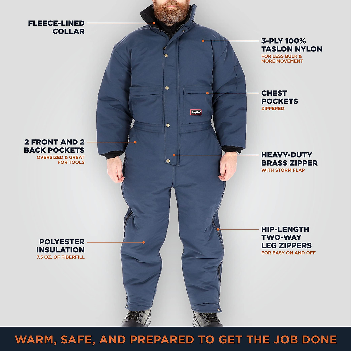 RefrigiWear ChillBreaker Insulated Coveralls, 0 F Comfort Rating, (Navy), (Large)