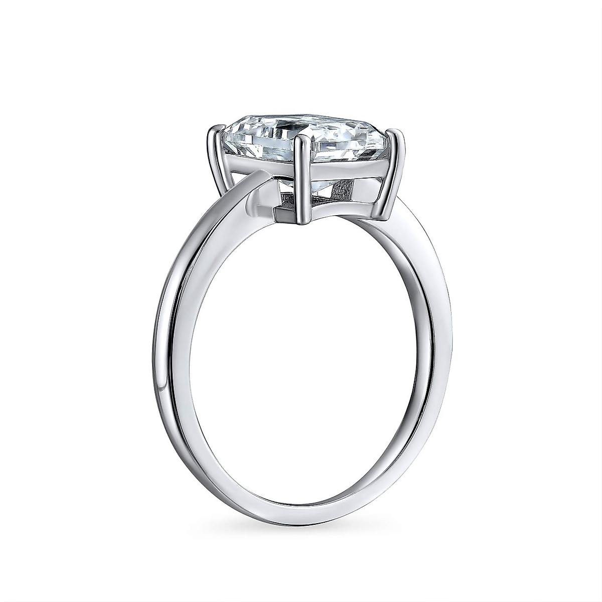 Bling Jewelry Classic Timeless Simple 2.5CT Rectangle Brilliant Emerald Cut AAA CZ Promise Solitaire Engagement Ring For Women Thin Band .925 Sterling Silver