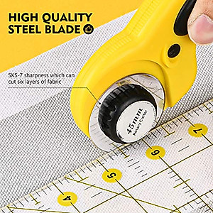 Magicfly Rotary Cutter Set, 45mm and 28mm Fabric Cutters Kit with Extra 10 Blades, A3 Double-Sided Self Healing Cutting Mat, 12x6 Inch Quilting Ruler for Sewing, Fabric Cutting, Art Crafting