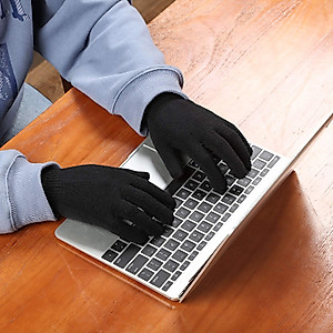 SATINIOR Magic Winter Gloves Unisex Gloves Knit Stretchy Mitten Full Fingers Warm Gloves for Men Women Sports (Black,4 Pairs)