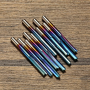 Genmitsu CNC Router Bits 1/8 inch Shank Straight Router Bits Nano Blue Coat 2-Flute End Mill Cutter for Wood MDF PVC Acrylic, 10 PCS, SR10A