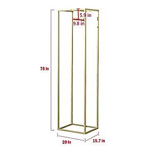 WFDERAN Creative Simple Clothes Retail Heavy Duty Metal Garment Racks,Clothing Store Hanger Storage Shelves,Commercial Wedding Dress Floor-Standing Display Rack (Gold, 75" H)