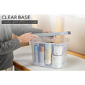 Rubbermaid Roughneck Clear 19Qt/ 4.75 Gal Storage Containers, Pack of 6, with Snap-Fit Grey Lids, Visible Base, Sturdy and Stackable, Great for Storage and Organization