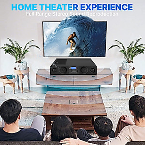 Pyle 3D Surround Bluetooth Soundbar - Sound System Bass Speakers Compatible to TV, USB, SD, FM Radio with 3.5mm AUX Input , Remote Control, For Home Theater - PSBV200BT,Black