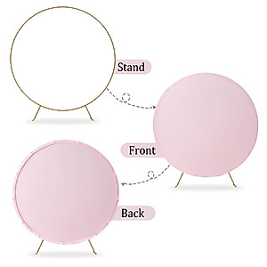 6.5FT Baby Pink Round Backdrop Covers Arch Circle Background Covers for Birthday Party Baby Shower Wedding Background, Suitable for 6ft/6.5ft Circle Stand