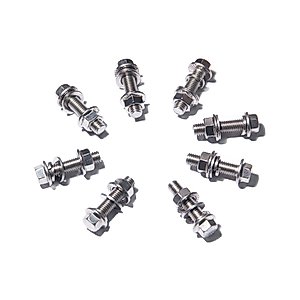 Needenr M8-1.25x45mm Flanged Hex Head Bolts,Stainless Steel 304 Flange Hexagon Bolt,Nuts,Flat & Lock Washers Kits Flange Hexagon Screws for Exhaust Manifold Hardware Kit