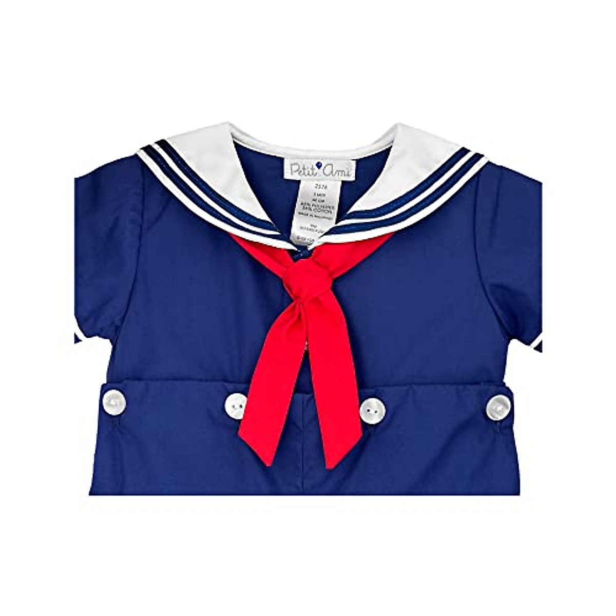 Petit Ami Baby Boys’ 2 Piece Nautical Bobby Suit with Collar, 18 Months, Navy