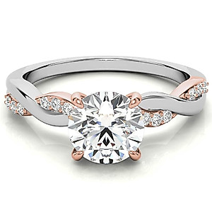 Luyona Moissanite Ring 1 ct Round Cut Lab Double-Colors Twisting Infinity Engagement Wedding Anniversary Ring, Customize Name Engraving (white gold, Customize)