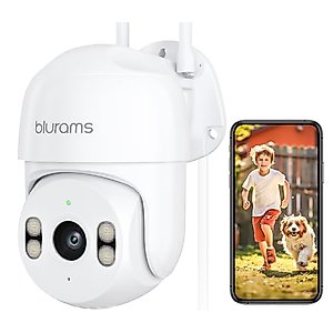blurams 2K Security Camera Outdoor, 360° PTZ Cameras for Home Security Outside with Motion Detection Tracking, Color Night Vision, Two-Way Audio, IP66 Weatherproof, 2.4GHz Wi-Fi, Works with Alexa